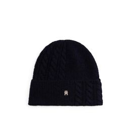 Tommy Hilfiger Beanie »TH ELEVATED CHIC FLUFFY« flauschig, mit Wolle, ca. 25x21 cm Space Blue
