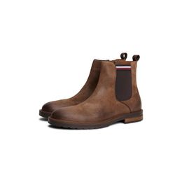 Tommy Hilfiger Chelseaboots »CLEATED HILFIGER SUEDE CHELSEA« Blockabsatz, Stiefelette, Businessschuh in schmaler Form dunkelbraun 42 42...