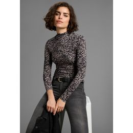 Laura Scott Damen Longsleeve in modischem Leoparden-Print - NEUE KOLLEKTION grau 46