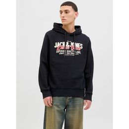 Jack & Jones JACK & JONES Kapuzensweatshirt »JJELOGO SWEAT HOOD 2 COL 25/26 NOOS«, mit stylischem Print Black XS XS Herren-Hoodie von Jack & Jones