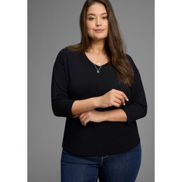 LAURA SCOTT CURVE 3/4-Arm-Shirt mit V-Ausschnitt und lockerer Passform – GROSSE GRÖSSEN schwarz 44/46 44/46 Locker geschnittenes 3/4-Arm-Shirt von...