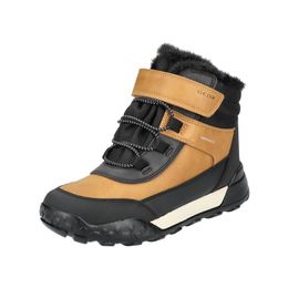 Geox Schnürstiefelette »Stiefelette Lederimitat/Textil« Schwarz/Gelb 35 35 Verschluss: Klettverschluss