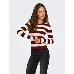 Jacqueline de Yong JDY Rundhalspullover »PLUM L/S O-NECK PULLOVER KNT NOOS« Cabernet Stripes:W EGGNOG STRIPES XL XL Sportlich femininer Pullover von JDY