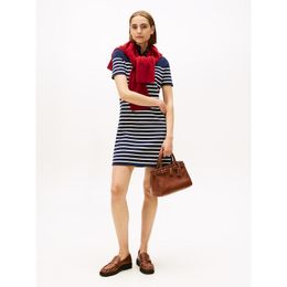 Tommy Hilfiger Jerseykleid »CO JERSEY MID GG SHIFT S/S DRESS« Placed Thin White Stp Sweaters L (40) - N-Gr N-Gr L (40) Kurzes Kleid von Tommy...