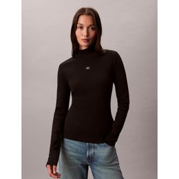 Calvin Klein Jeans Shirttop &raquo;LS WOVEN LABEL TURTLENECK&laquo; Mit Rundhalsausschnitt, regular fit Black M (40) M (40) Top von Calvin Klein Jeans Womanswear