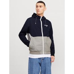 Jack & Jones JACK & JONES Blouson »JJERUSH mit Winterkomfort und Kapuze« mit Kapuze mit praktischer Kapuze Sky Captain Detail:WHITE/LIGHT GREY MELANGE BLOCKING...