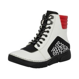 Rieker Sneakerboots Schnürboots, Schnürstiefelette mit zusätzlichem Innenreißverschluss offwhite-schwarz-rot 37 37 Knöchelhoher Sneaker mit weich...