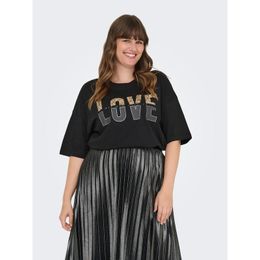 Only CARMAKOMA Kurzarmshirt »CARKOURTNEY SS O-NECK REG TEE JRS« Black Print:LOVE M M Shirt von Only CARMAKOMA