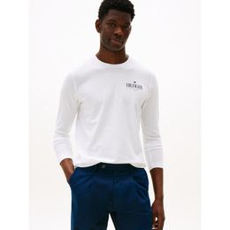 Tommy Hilfiger Longsleeve &raquo;HILFIGER STACK LS TEE&laquo; Kontrastfarbener Print auf der Brust White S S Langarmshirt von Tommy Hilfiger