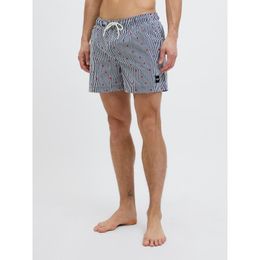 Jack & Jones JACK & JONES Badeshorts »JPSTMAUI JJSWIM MINI STRIPE AKM SN« Navy Blazer XS - N-Gr N-Gr XS Moderne Badeshort von Jack & Jones