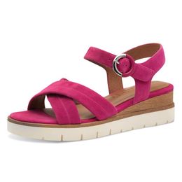 Tamaris Keilsandalette, Riemchensandale, Sommerschuh mit dezenten Ziern&auml;hten fuchsia 39 39 Keilsandalette mit verstellbarer Schnalle