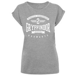 F4NT4STIC T-Shirt 'Harry Potter Gryffindor Keeper' Damen Größe M graumeliert / weiß