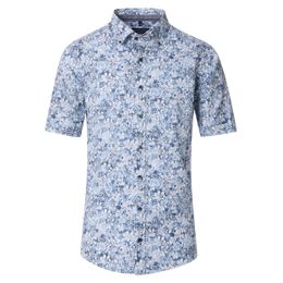 Kurzarmhemd Casamoda "Casamoda Freizeithemd Kurzarm Print", Herren, Gr. L, Normalgr&ouml;&szlig;en, blau, 100% Baumwolle, bedruckt, l&auml;ssig geschnitten, Hemden