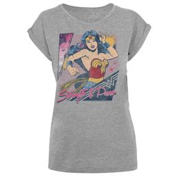 F4NT4STIC T-Shirt 'DC Comics Wonder Woman Strength & Power' Damen Gr&ouml;&szlig;e L beige / blau / grau / mischfarben