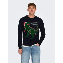 Only & Sons ONLY & SONS Pullover "Xmas" in Dunkleblau - 70% | Größe S | Herren-plussize