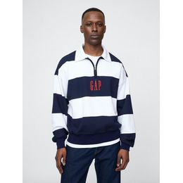 GAP Sweatshirt in Dunkelblau/ Wei&szlig; - 64% | Gr&ouml;&szlig;e L | Herren-plussize