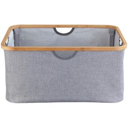 Wäschekorb Wenko "Bahari", braun (braun, grau), B:54cm H:26cm T:36cm, Bambus, Polyester, Wäschesammler, BxTxH: 54x36x26 cm, 50 Liter