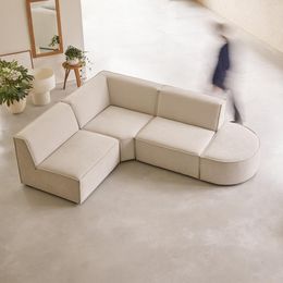 Tikamoon Modul-Ecksofa Dario aus beigefarbenem Stoff, 4–5 Sitzplätze
