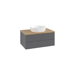 Villeroy & Boch V&B Waschtischunterschrank mit Frontstruktur -Beleuchtung Antao 80x36x50cm, WBP hon. Oa, Anthrac. m Lac ; Villeroy & Boch (L19111GK)
