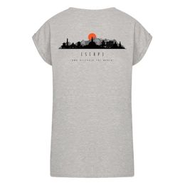 F4NT4STIC Extended Shoulder T-Shirt Escape Discover the World Asian Town in grau meliert | Gr.: XL