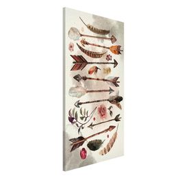 Magnettafel Boho Pfeile und Federn Aquarell