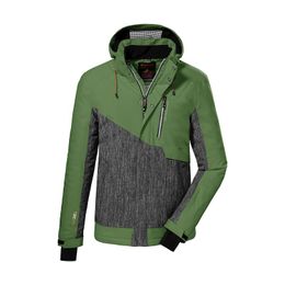 Killtec Skijacke &raquo;KSW 42 MN SKI JCKT&laquo; Atmungsaktive, wasserdichte Ski-Jacke mit asymmetrischem Design gr&uuml;n L L Skijacke mit abzippbarer Kapuze und...