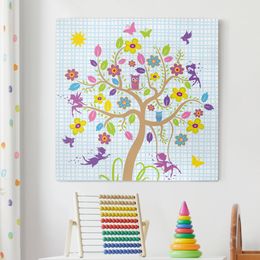 Leinwandbild Feen Garten - Wandbild bis XXL Print Kinder Kinderzimmer M&auml;dchen M&auml;dchenzimmer Baby Babyzimmer