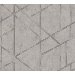 Tapeten Livingwalls Metropolitan Stories Francesca - Milano in Grau Metallic - 369282 - Wandtapeten Muster Vintage Shabby Wohnzimmer Schlafzimmer Bad