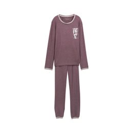 Tom Tailor Damen Pyjama-Set in Melange Optik, lila, Meliert, Gr. 38