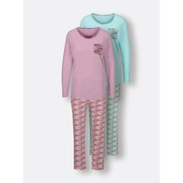 w&auml;schepur w&auml;schepur Damen Schlafanz&uuml;ge, mint-ecru-bedruckt + ros&eacute;-ecru-bedruckt, Gr&ouml;&szlig;e 36/38