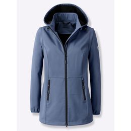 WITT Damen Softshelljacke mit weitenregulierbarer Kapuze, rauchblau, Gr&ouml;&szlig;e 40
