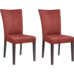 4-Fußstuhl Home Affaire "Aspen", rot (rostrot, wenge), B:46cm H:94,5cm T:59cm, Polyester, Stühle, Beine aus massiver Buche, wengefarben lackiert