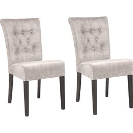 Esszimmerstuhl Home Affaire "Queen BESTSELLER", weiß (milky, wenge), B:46cm H:93cm T:64cm, Polyester, Stühle, Polsterstuhl mit Knopfheftung, 2er, 4er oder 6er Set