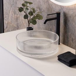 neoro n40 groove Glas-Aufsatzwaschtisch &Oslash; 40 H: 12 cm, BN0750GT,