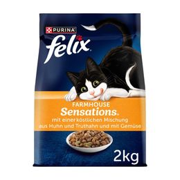 FELIX Farmhouse Sensations Huhn & Truthahn Katzen-Trockenfutter ohne künstliche Farbstoffe 4x2kg