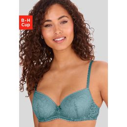 Schalen-BH Lascana "Luciana", Damen, Gr. 80, Cup E, blau (adriablau), Spitze, Obermaterial: 89% Polyamid, 11% Elasthan, Feminin, BHs, aus zarter Spitze, Dessous