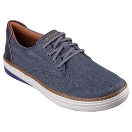 Sneaker Skechers "HYLAND-RATNER", Damen, Gr. 44, blau (navy, braun), Lederimitat, Textil, Schuhe Sneaker, Sommerschuh, Schn&uuml;rschuh in veganer Verarbeitung