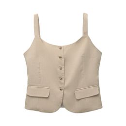 Pull&Bear Pull&bear Anzugweste Damen Gr&ouml;&szlig;e 40 sand / dunkelgrau