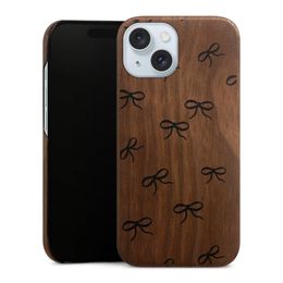 DeinDesign iPhone 15 Handy Holz Hülle Holz Schutzhülle Echtholz Handyhülle Bow Muster Motiv Ohne Hintergrund Transparent Schleifen Holz Slim Case