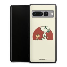 DeinDesign Google Pixel 7 Pro Handy Premium Silikon H&uuml;lle Handyh&uuml;lle schwarz Case Snoopy Official Licensed Product Kindheit Silikon Premium Case