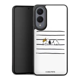 DeinDesign Galaxy S25 Edge Handy Premium Silikon H&uuml;lle Handyh&uuml;lle schwarz Case Snoopy Dog Peanuts Silikon Premium Case