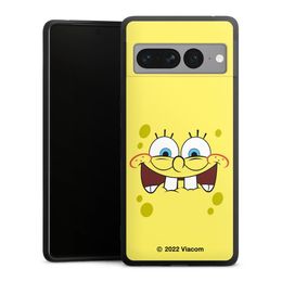 DeinDesign Google Pixel 7 Pro Handy Premium Silikon H&uuml;lle Handyh&uuml;lle schwarz Case Official Licensed Product Kindheit Spongebob Silikon Premium Case