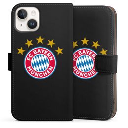 DeinDesign iPhone 14 Handy Klapph&uuml;lle Handyh&uuml;lle aus Kunst Leder schwarz Flip Case Star Fcb Fc Bayern M&uuml;nchen Sideflip mit Lasche