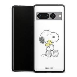 DeinDesign Google Pixel 7 Pro Handy Premium Silikon H&uuml;lle Handyh&uuml;lle schwarz Case Snoopy Love Peanuts Silikon Premium Case