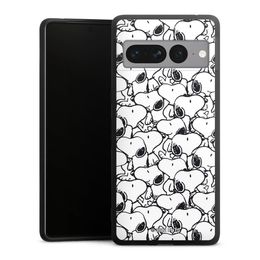 DeinDesign Google Pixel 7 Pro Handy Premium Silikon H&uuml;lle Handyh&uuml;lle schwarz Case Peanuts Snoopy Muster Silikon Premium Case