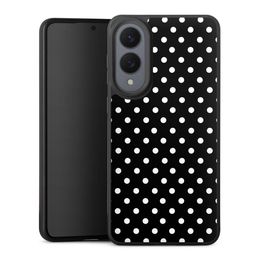 DeinDesign Galaxy S25 Edge Handy Premium Silikon Hülle Handyhülle schwarz Case Points Retro Polka Dots Silikon Premium Case