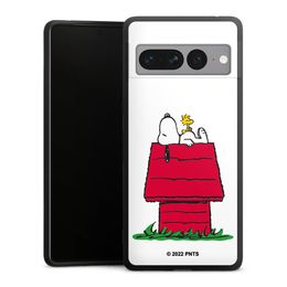 DeinDesign Google Pixel 7 Pro Handy Premium Silikon H&uuml;lle Handyh&uuml;lle schwarz Case Snoopy Peanuts Official Licensed Product Silikon Premium Case