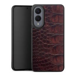 DeinDesign Galaxy S25 Edge Handy Premium Silikon H&uuml;lle Handyh&uuml;lle schwarz Case Leather Crocodile Animal Print Silikon Premium Case