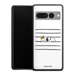 DeinDesign Google Pixel 7 Pro Handy Premium Silikon H&uuml;lle Handyh&uuml;lle schwarz Case Snoopy Dog Peanuts Silikon Premium Case