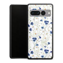 DeinDesign Google Pixel 7 Pro Handy Premium Silikon H&uuml;lle Handyh&uuml;lle schwarz Case Flowers Muster Flower Silikon Premium Case
